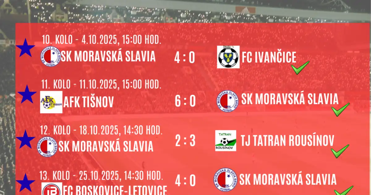 SK Moravská Slavia Brno "A tým" - zápasy říjen 2025 | SK Moravská ...